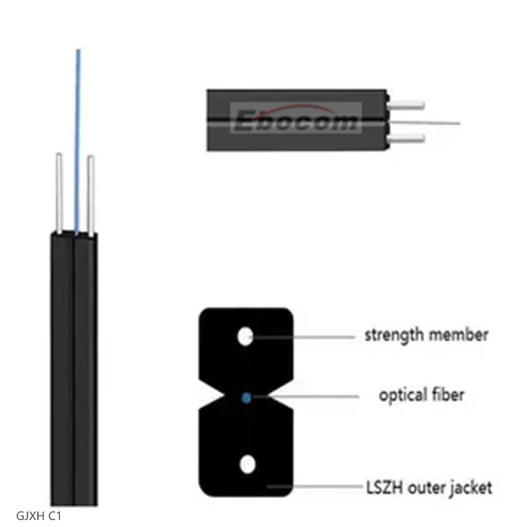 Indoor FTTH fiber optic cable drop cable single mode GJXH 2 core 4 core ...